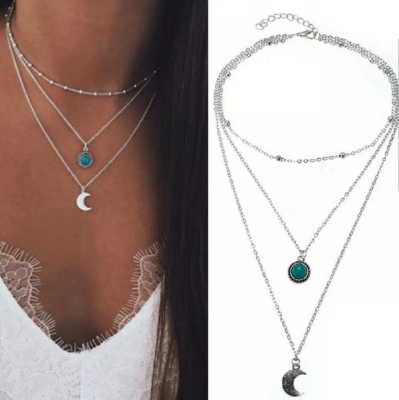 Jewelry | Multilayer Turquoise Moon Choker Necklace | Poshmark